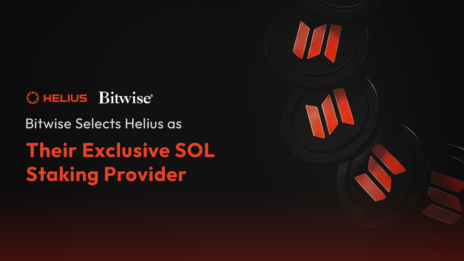 Bitwise Selects Helius as Exclusive SOL Staking Provider